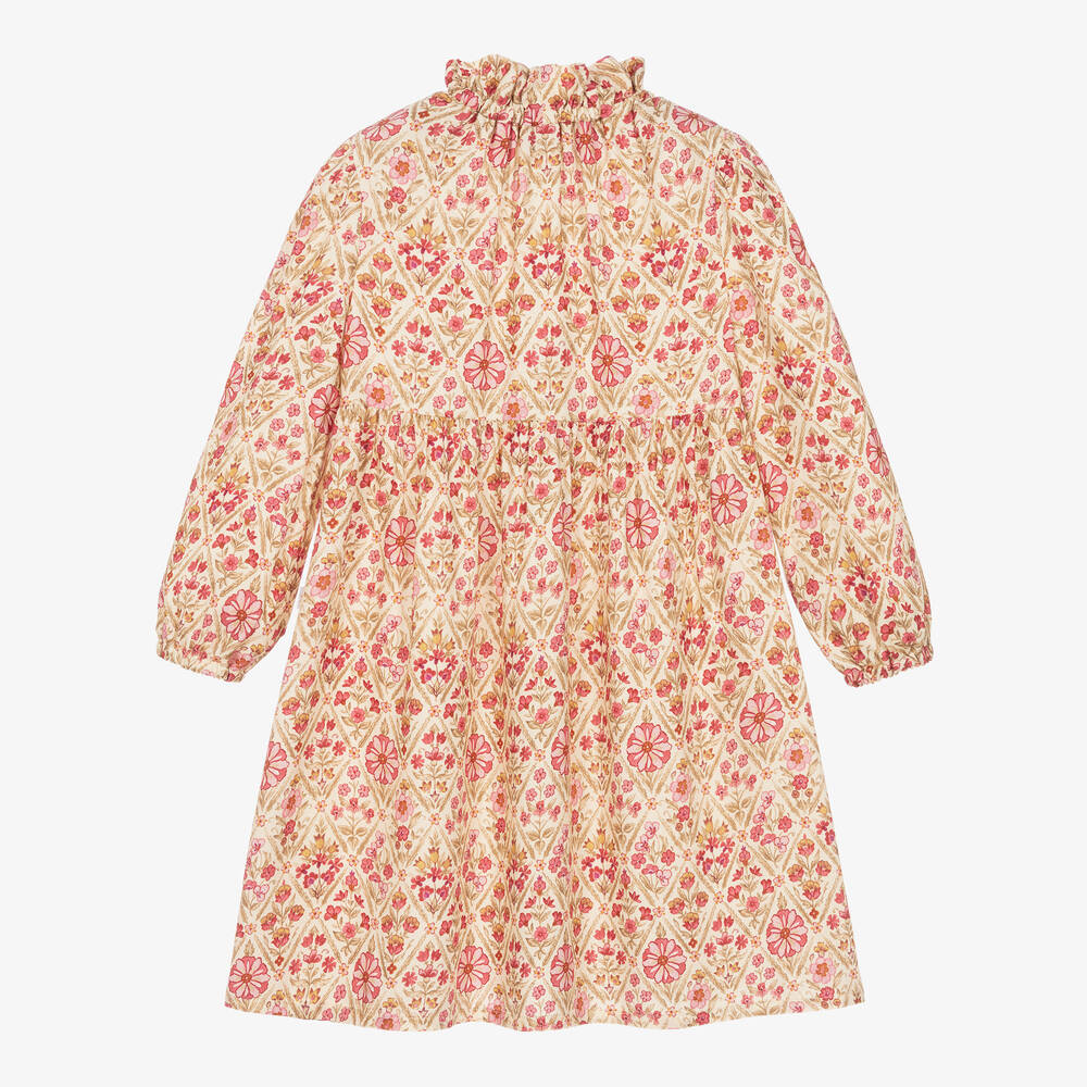 Il Gufo - Girls Pink & Yellow Floral Twill Dress | Childrensalon Outlet