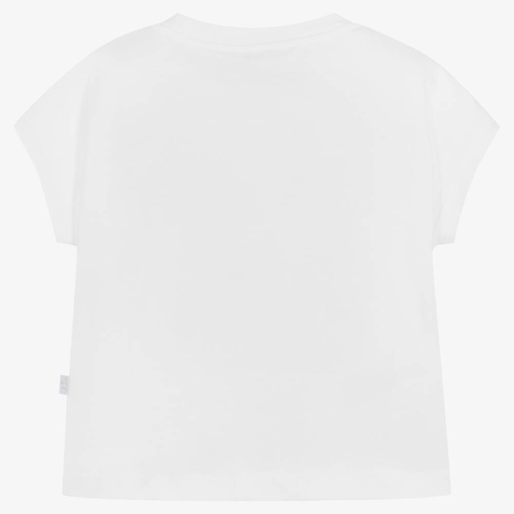 Il Gufo - Girls White Cotton Beach Huts T-Shirt | Childrensalon Outlet