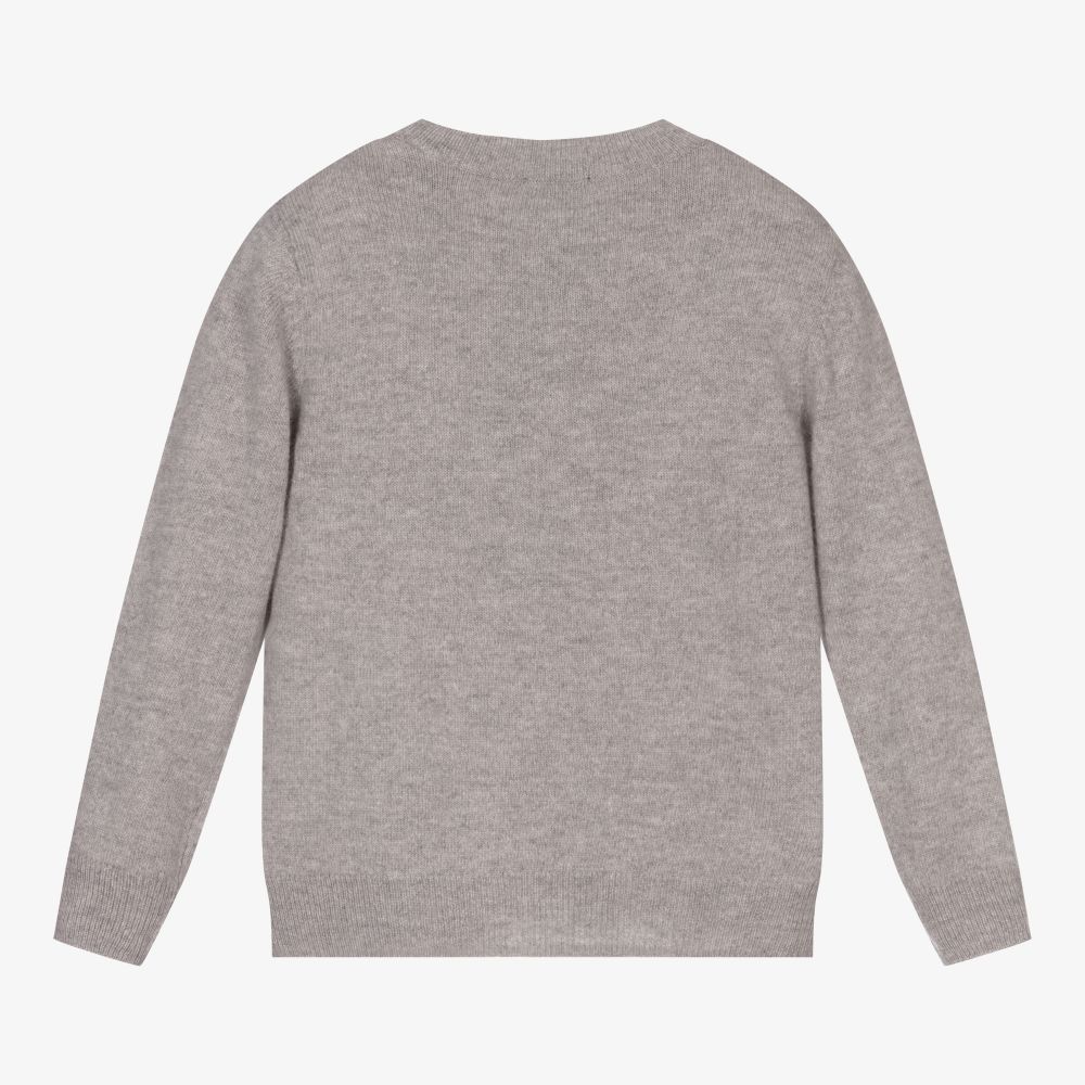 Il Gufo - Grey Wool Wolf Sweater | Childrensalon Outlet