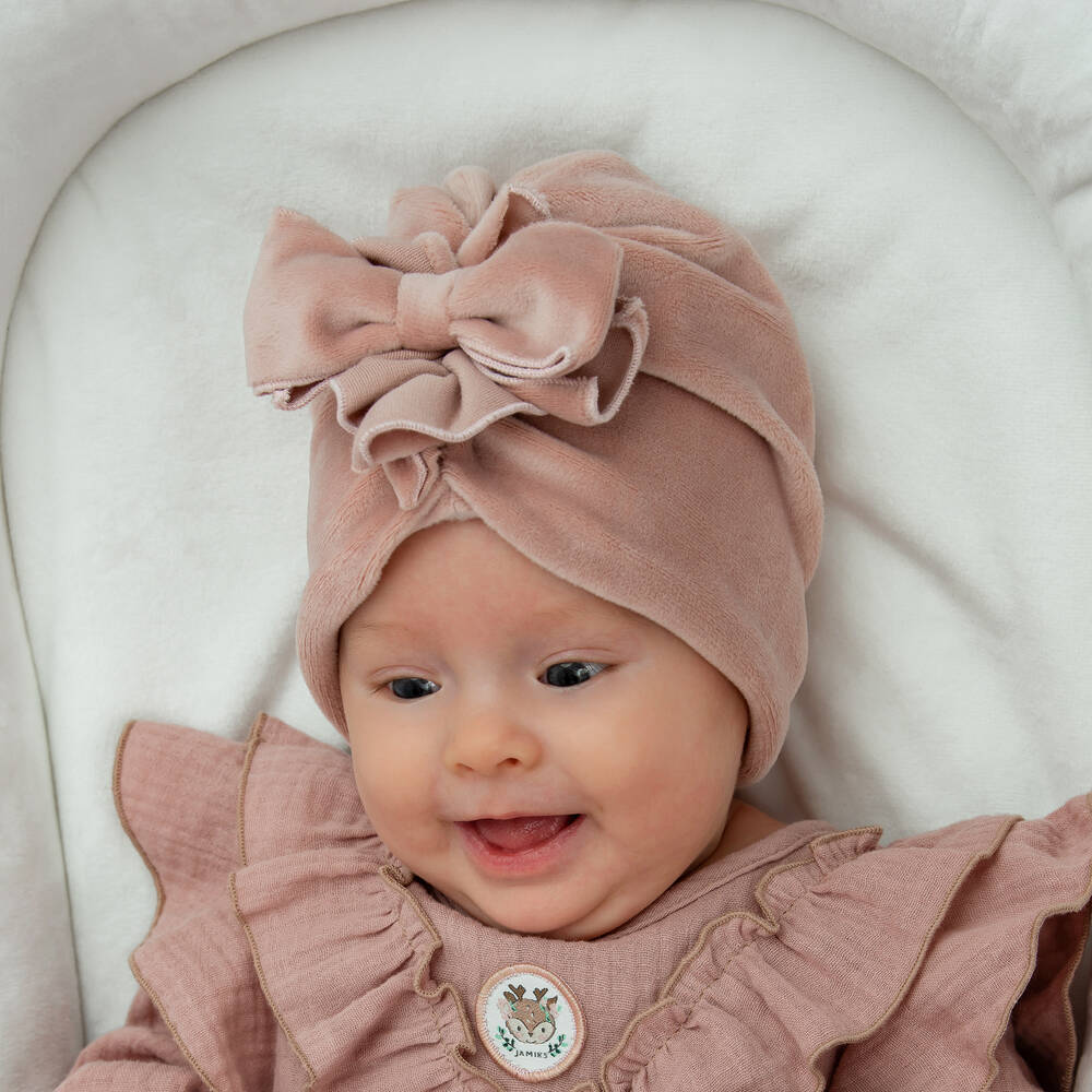 Jamiks - Baby Girls Pink Velour Turban | Childrensalon Outlet