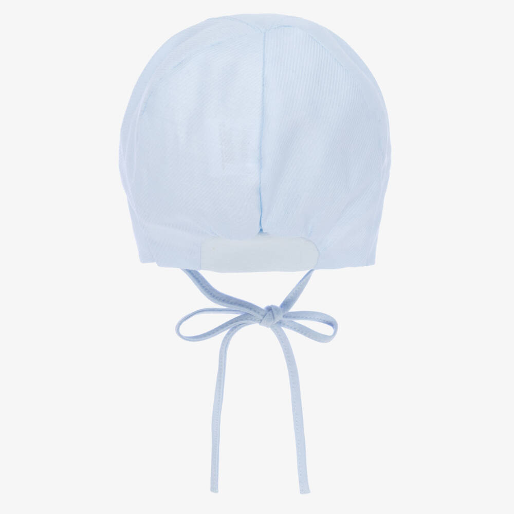 Jamiks - Blue Organic Cotton Baby Bonnet | Childrensalon Outlet