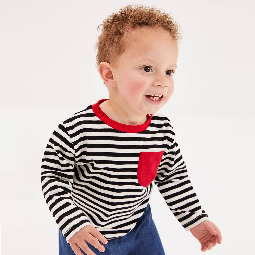 Joyday - Black Breton Striped Cotton Baby Top | Childrensalon Outlet