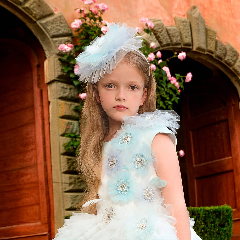 Junona - Girls Blue Ombré Tulle Hairband | Childrensalon Outlet