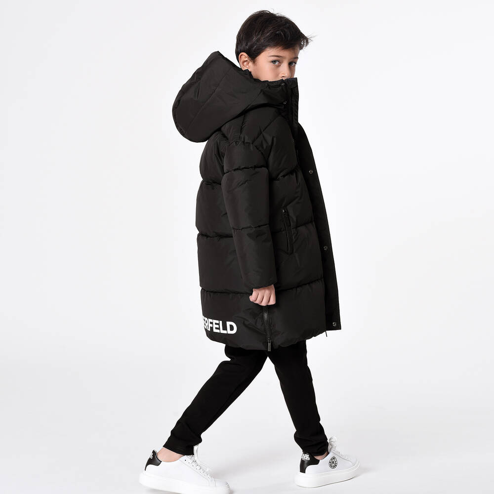 KARL LAGERFELD KIDS - Teen Boys Black Puffer Coat | Childrensalon Outlet