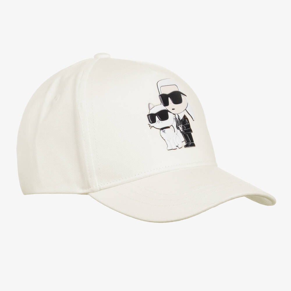 KARL LAGERFELD KIDS - Teen Girls Ivory Cotton Karl Ikonik Cap ...