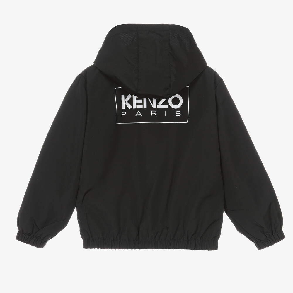 KENZO KIDS - Black Hooded Zip-Up Jacket | Childrensalon Outlet