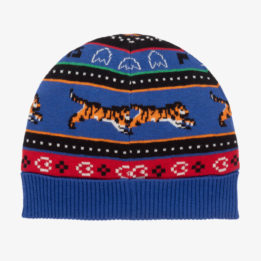 KENZO KIDS Boys Blue Striped Knitted Beanie