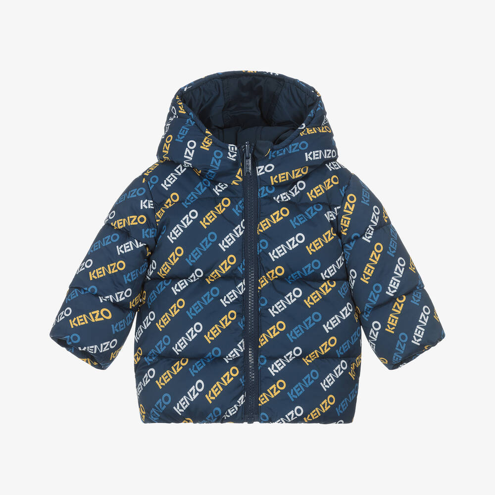KENZO KIDS - Boys Navy Blue Reversible Puffer Coat | Childrensalon Outlet