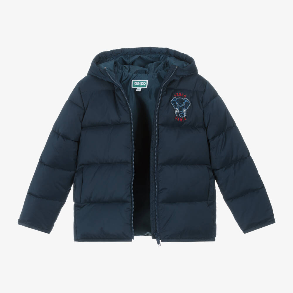 KENZO KIDS - Boys Navy Hooded Puff Jacket | Childrensalon Outlet