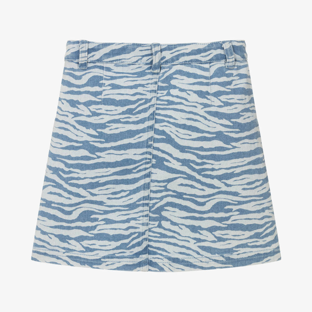 KENZO KIDS - Girls Blue Denim Tiger Stripe Skirt | Childrensalon Outlet
