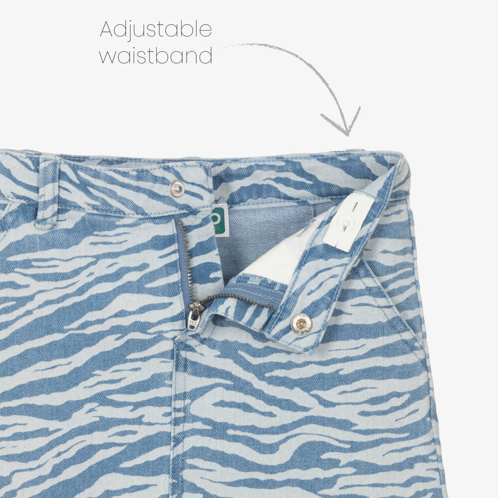 KENZO KIDS - Girls Blue Denim Tiger Stripe Skirt | Childrensalon Outlet