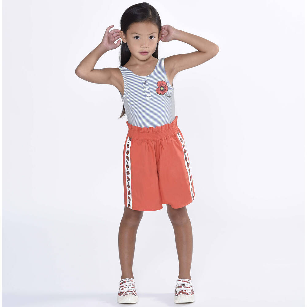 KENZO KIDS - Girls Blue Stripe Poppy Swimsuit | Childrensalon Outlet