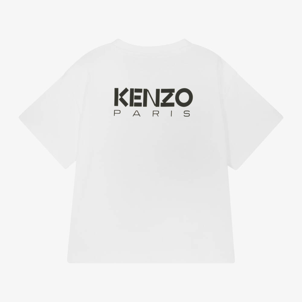 KENZO KIDS - Girls Ivory Cotton Boke Flower T-Shirt | Childrensalon Outlet