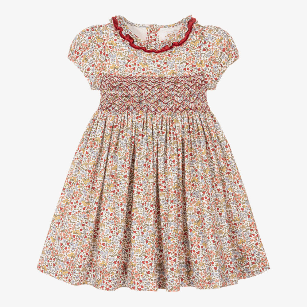 Kidiwi - Girls Scarlet Floral Smocked Dress | Childrensalon Outlet