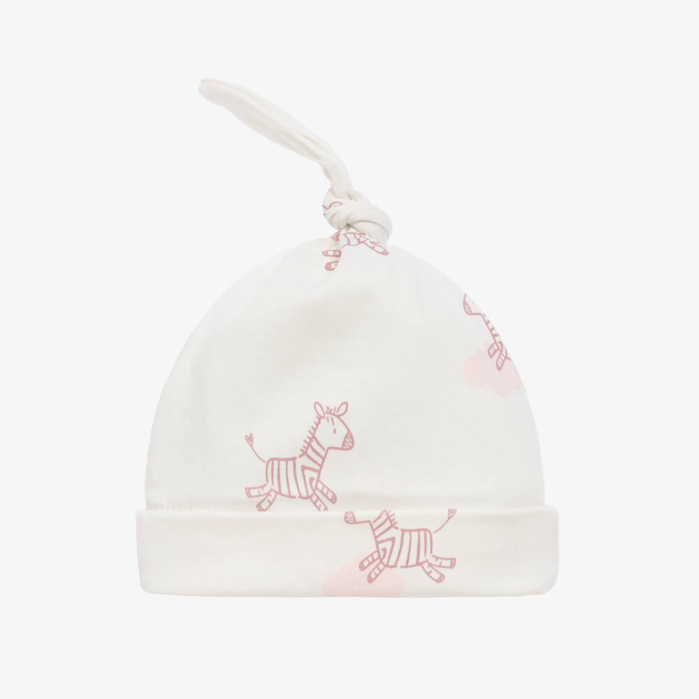 قبعة قطن بيما لون عاجي وزهري للمولودات | Childrensalon Outlet