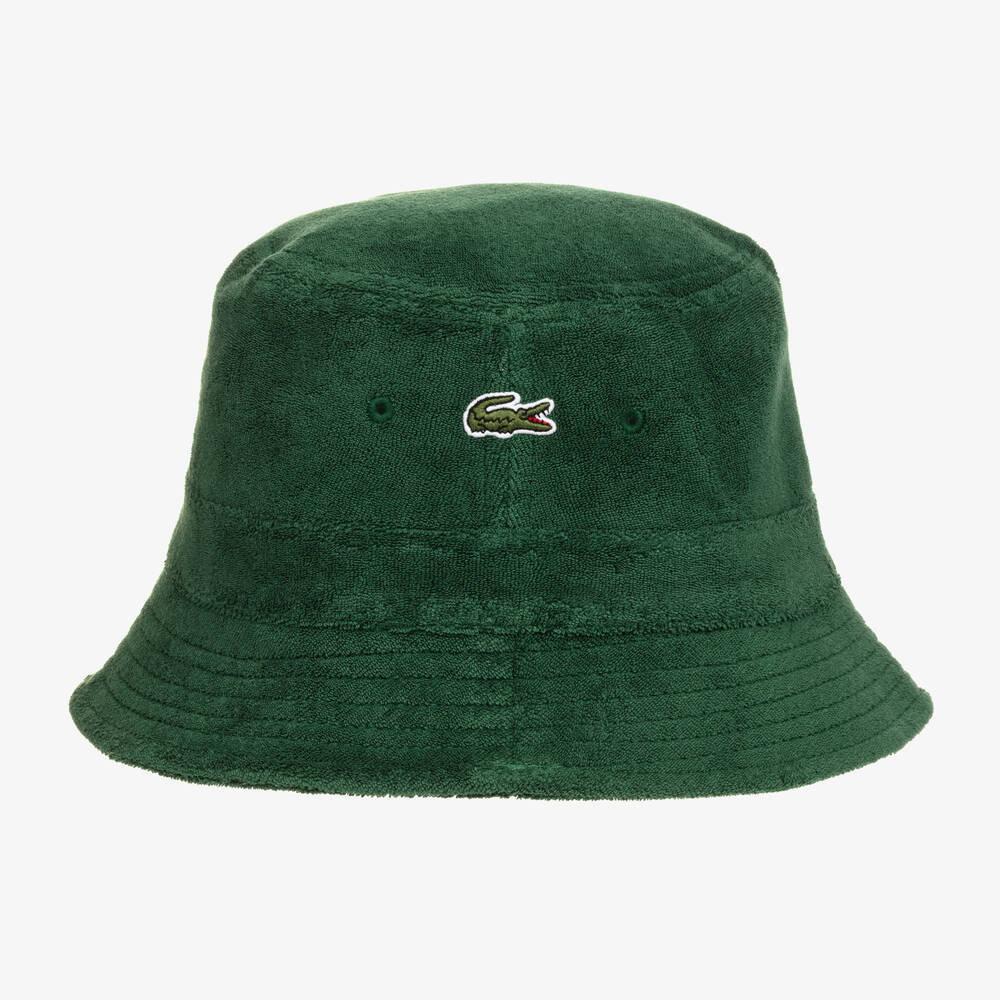 Lacoste - Green Cotton Towelling Bucket Hat | Childrensalon Outlet