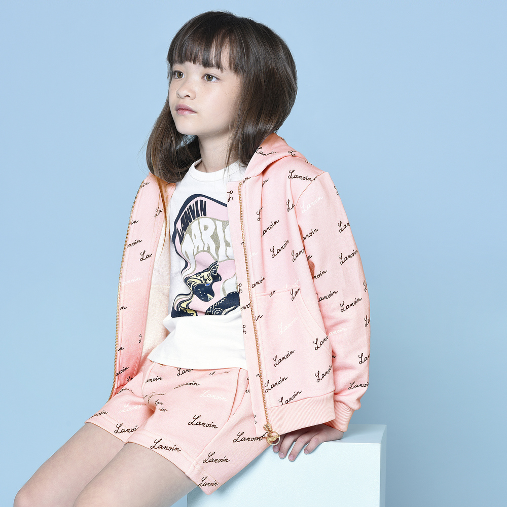 Lanvin - Girls Pink Logo Zip-Up Top | Childrensalon Outlet