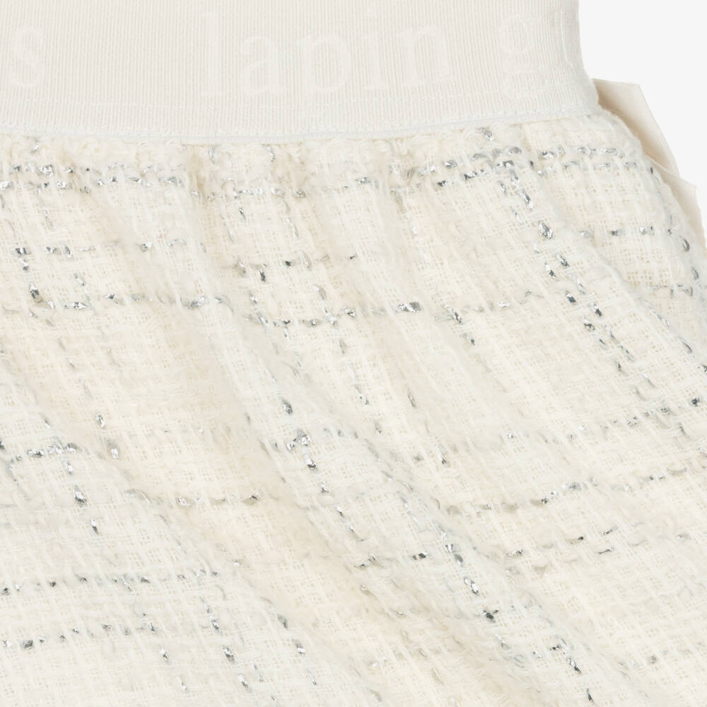 Lapin House - Girls Ivory & Silver Tweed Skirt | Childrensalon Outlet