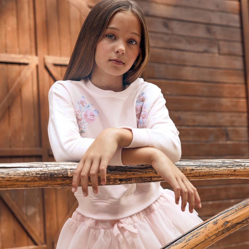 Lapin House - Girls Pink Cotton Floral Leggings Set | Childrensalon Outlet
