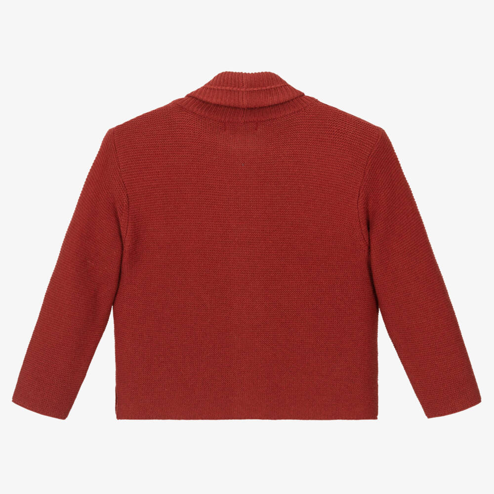 Laranjinha - Boys Red Knitted Wool & Cashmere Cardigan | Childrensalon ...