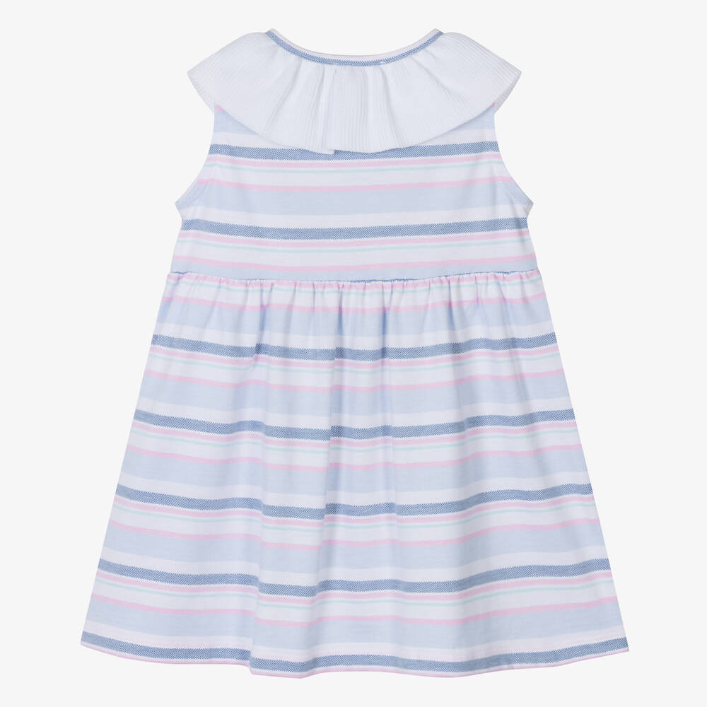 Laranjinha - Girls Blue Stripe Cotton Dress | Childrensalon Outlet