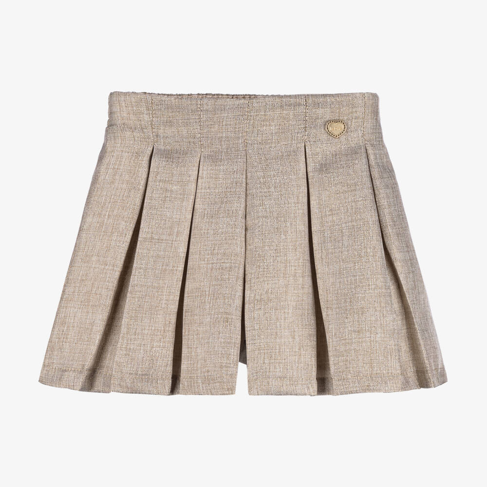 Le Chic - Girls Gold-Tinted Pleated Shorts | Childrensalon Outlet