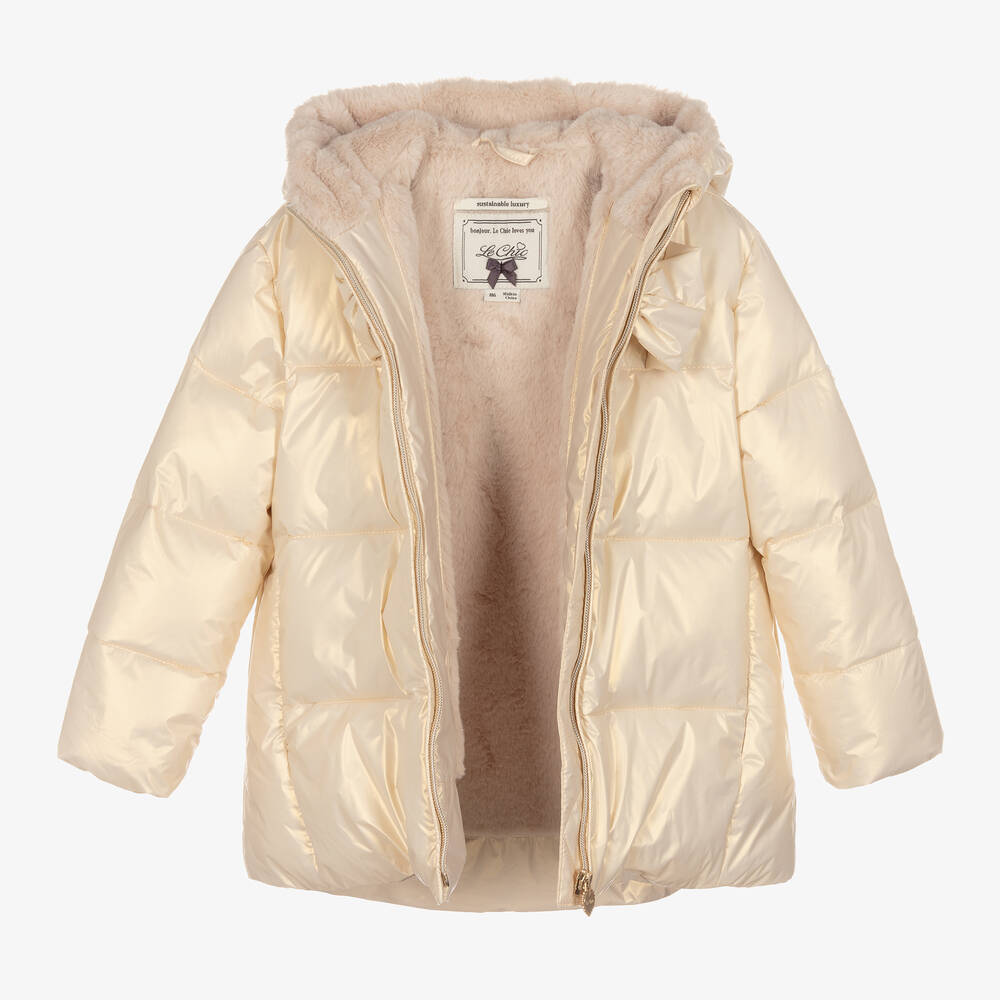 Le Chic - Girls Ivory Puffer Coat | Childrensalon Outlet