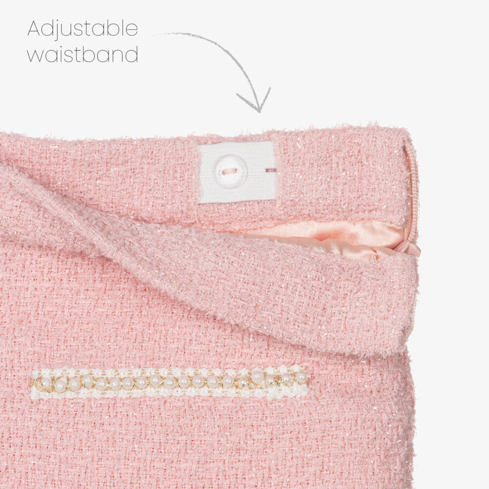 Le Chic - Girls Pink Shimmery Tweed Skirt | Childrensalon Outlet