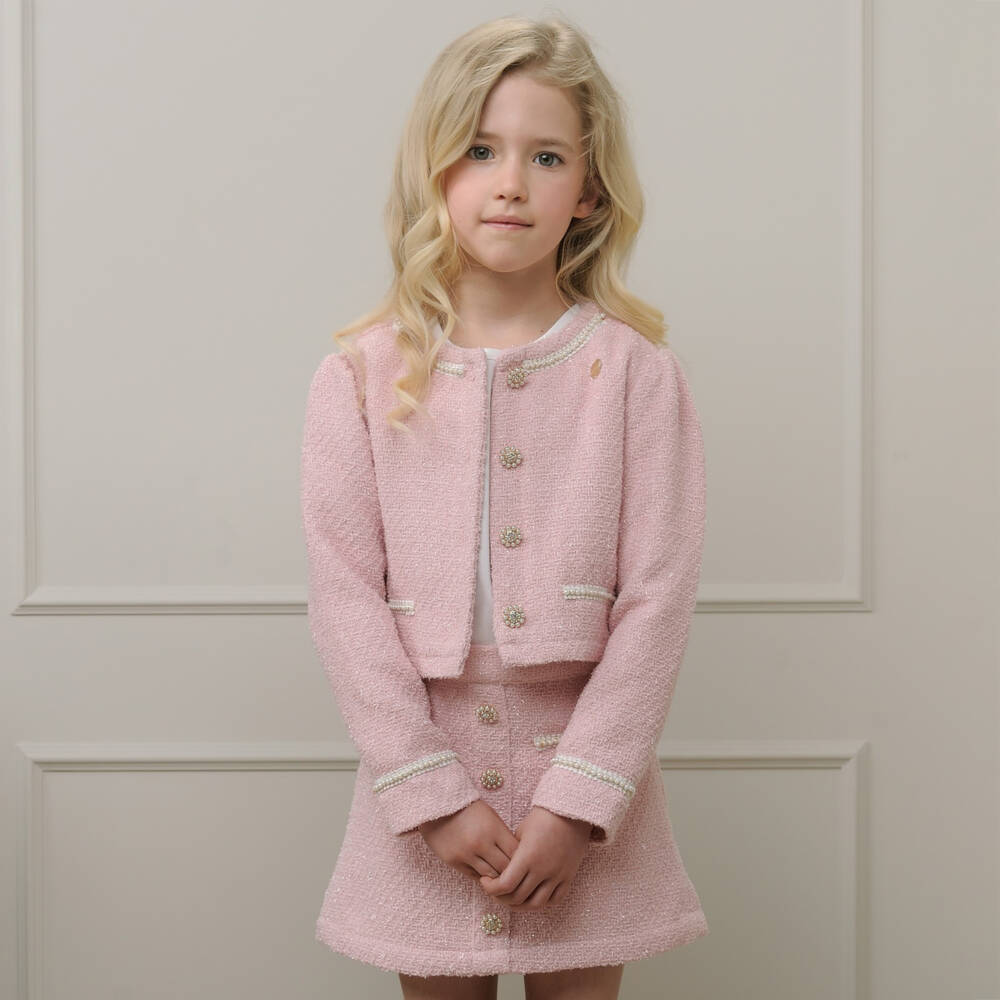 Le Chic - Girls Pink Shimmery Tweed Skirt | Childrensalon Outlet