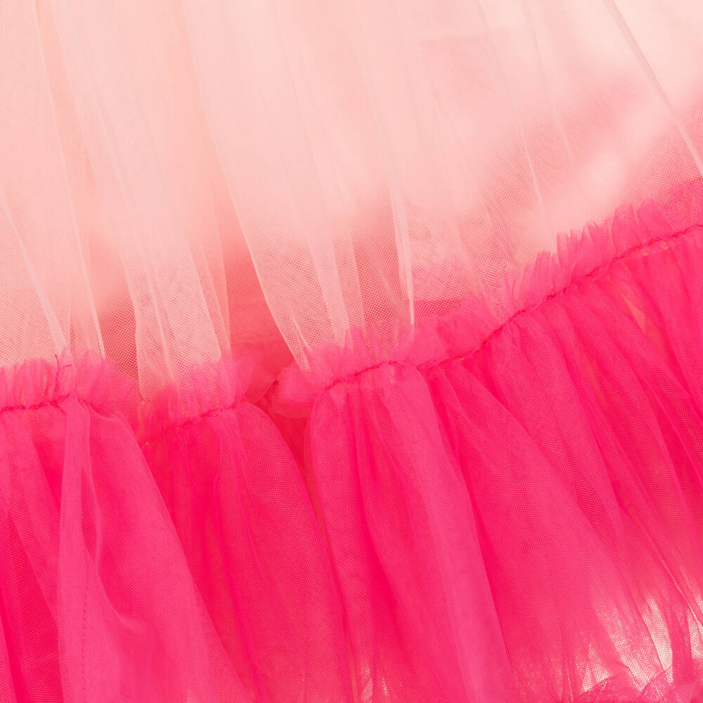 Le Mu - Girls Pink Satin & Tulle Dress | Childrensalon Outlet