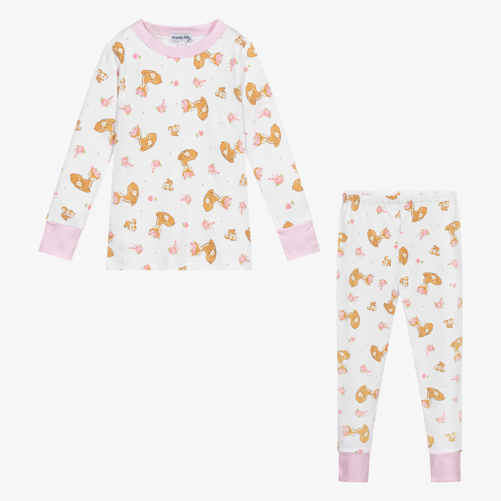 Magnolia Baby - White Pima Cotton Fawn Pyjamas | Childrensalon Outlet