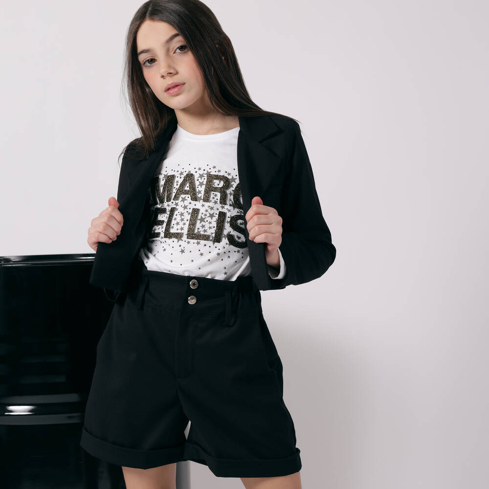 Marc Ellis - Girls White Glitter Logo Top | Childrensalon Outlet