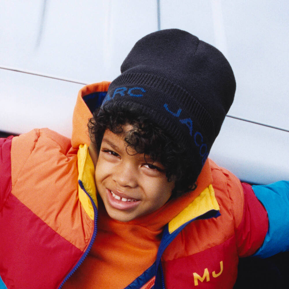 MARC JACOBS - Navy Blue Knitted Beanie Hat | Childrensalon Outlet