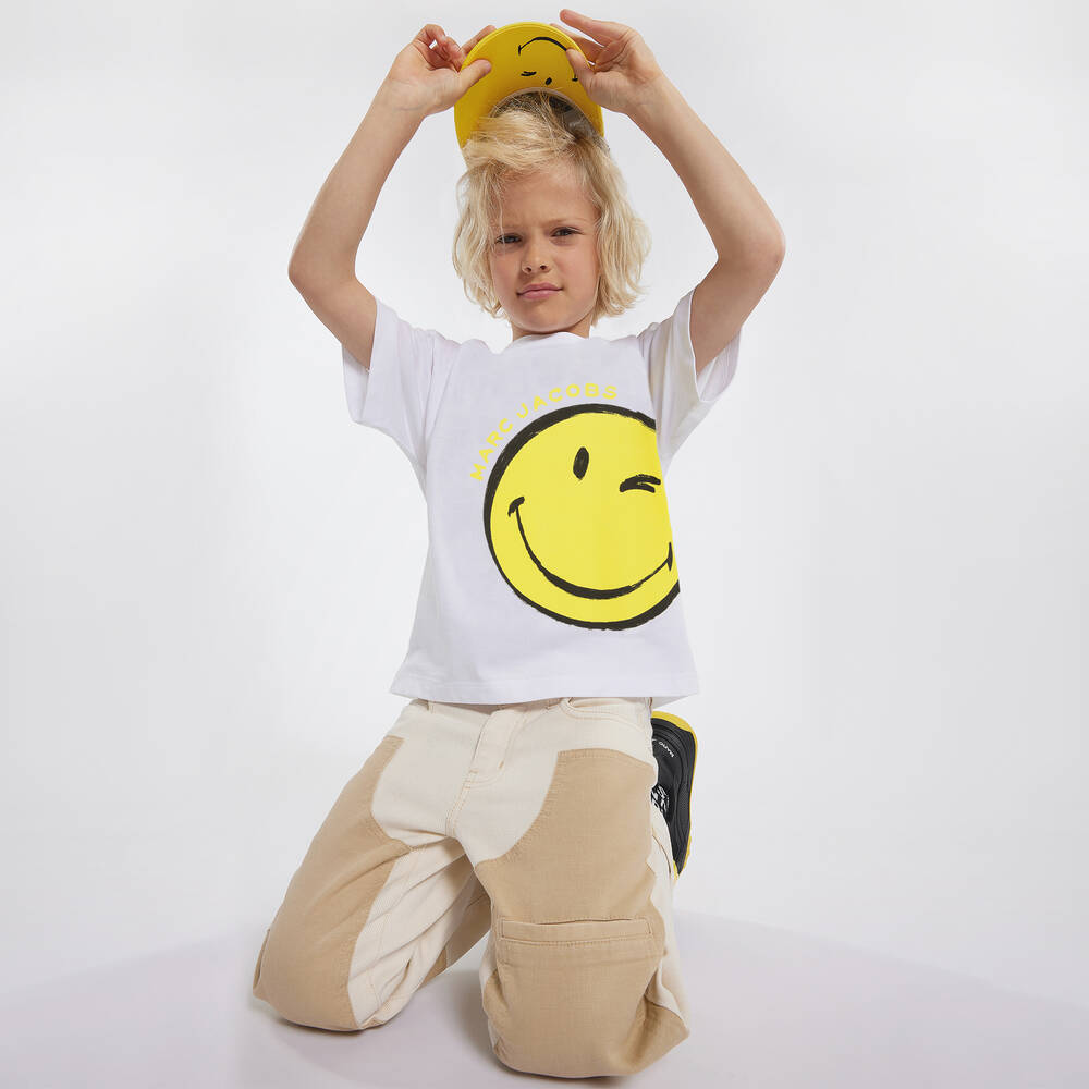 MARC JACOBS - Teen Boys White Cotton Smiley T-Shirt | Childrensalon Outlet
