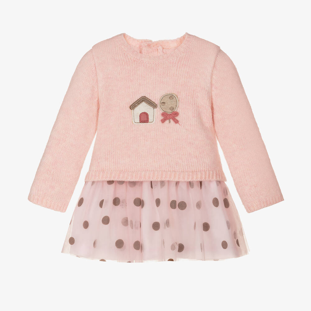 Mayoral - Baby Girls Pink Knit & Tulle Dress | Childrensalon Outlet Mayoral - Baby Girls Pink Knit & Tulle Dress | Childrensalon Outlet