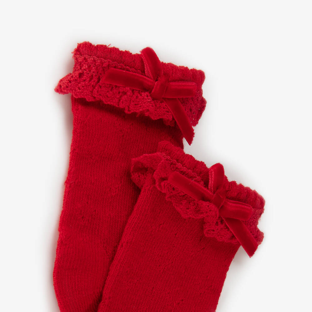 Mayoral Newborn - Baby Girls Red Cotton Lace Frill Socks ...