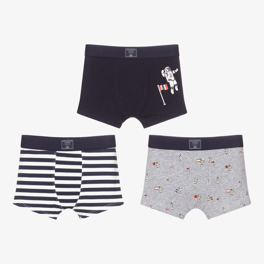 Mayoral - Blue & Grey Boxers (3 Pack) | Childrensalon Outlet
