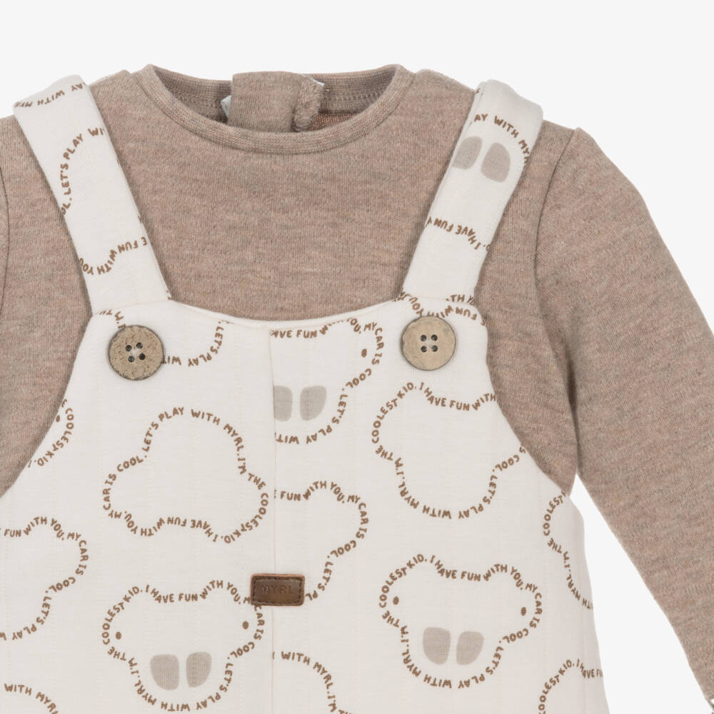 Mayoral Newborn - Boys Beige Cotton Car Babysuit | Childrensalon Outlet