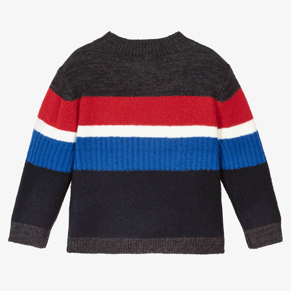 Mayoral - Boys Blue & Red Striped Knit Sweater | Childrensalon Outlet
