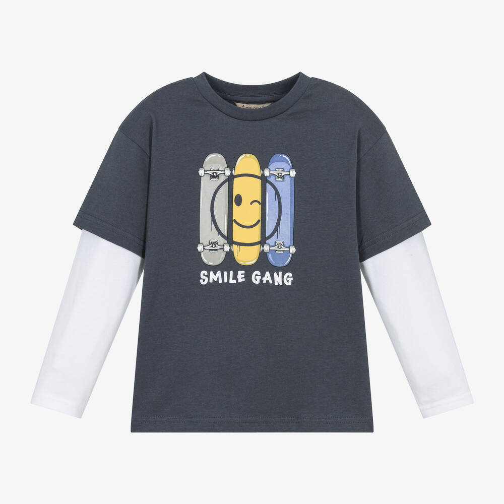 Mayoral - Boys Grey Cotton Layered Top | Childrensalon Outlet