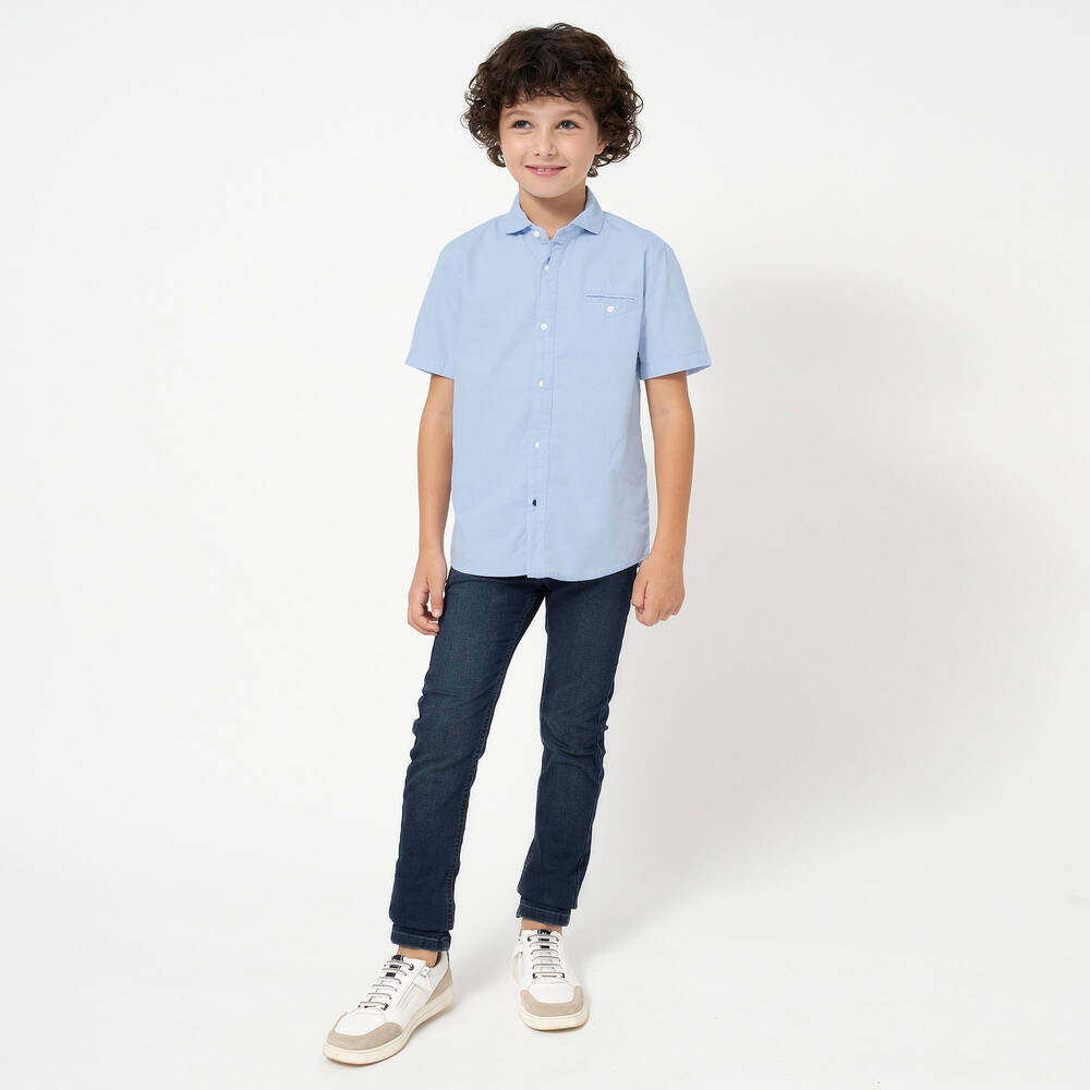 Mayoral Nukutavake - Boys Light Blue Cotton Shirt | Childrensalon Outlet