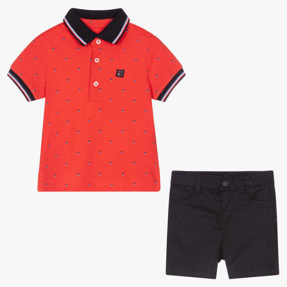 Mayoral - Boys Red & Blue Shorts Set | Childrensalon Outlet