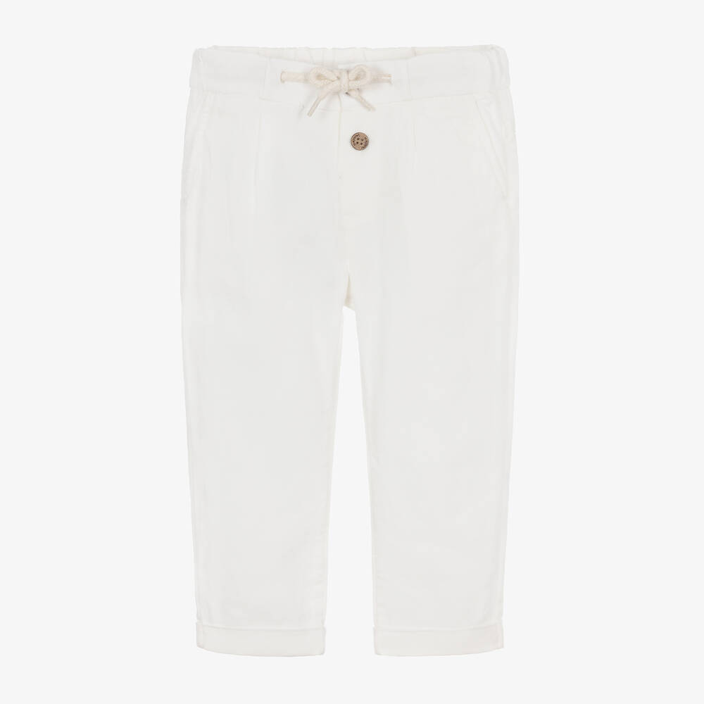 Mayoral Boys White Cotton Linen Trousers Childrensalon Outlet