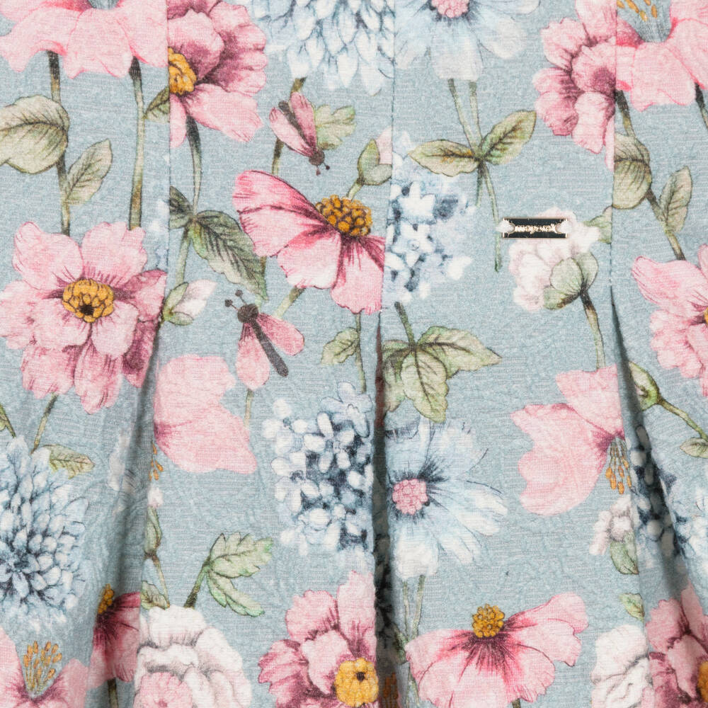 Mayoral - Girls Blue Floral Jacquard Dress | Childrensalon Outlet Mayoral - Girls Blue Floral Jacquard Dress | Childrensalon Outlet