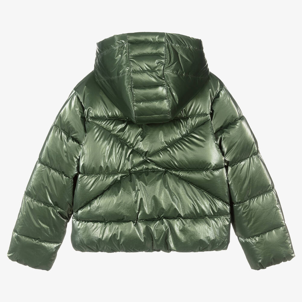 Mayoral - Girls Green Metallic Puffer Jacket | Childrensalon Outlet