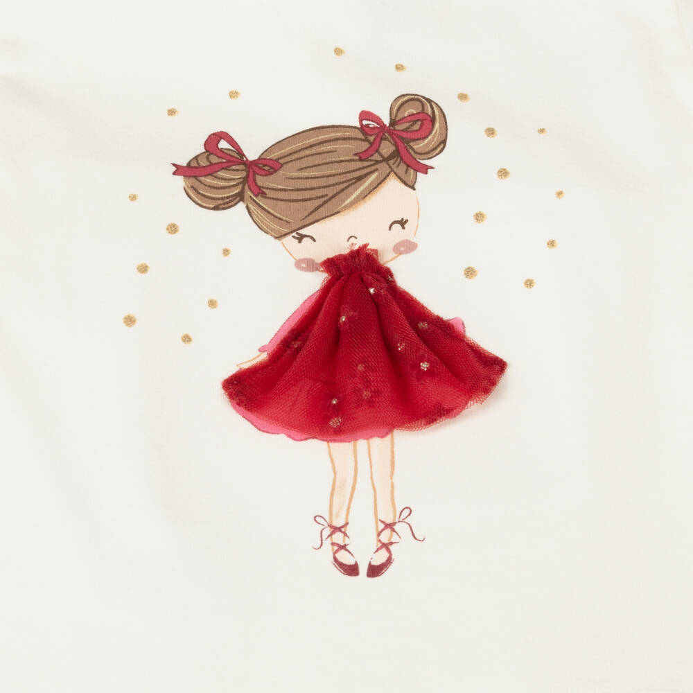 Mayoral - Girls Ivory Cotton Ballet Tee | Childrensalon Outlet