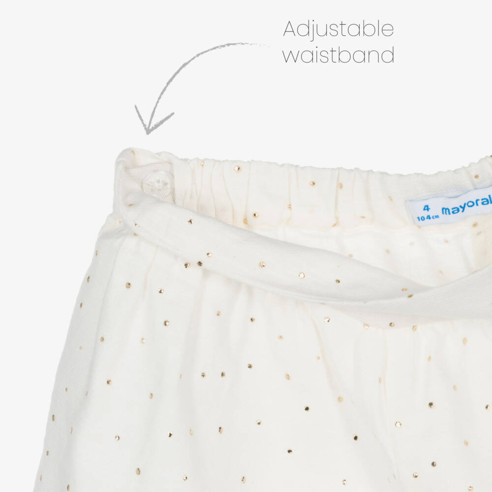 Mayoral - Girls Ivory Cotton Shorts Set | Childrensalon Outlet