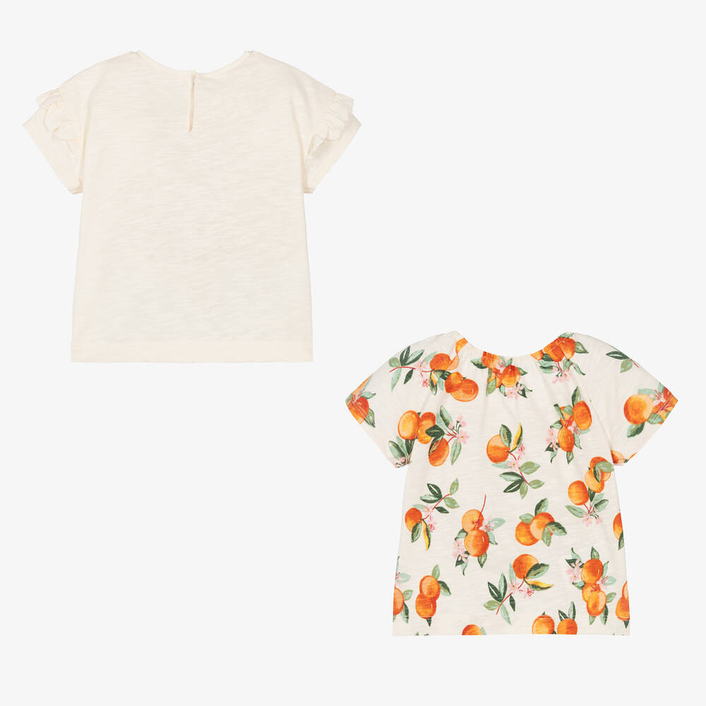 Mayoral - Girls Ivory Cotton T-Shirts (2 Pack) | Childrensalon Outlet