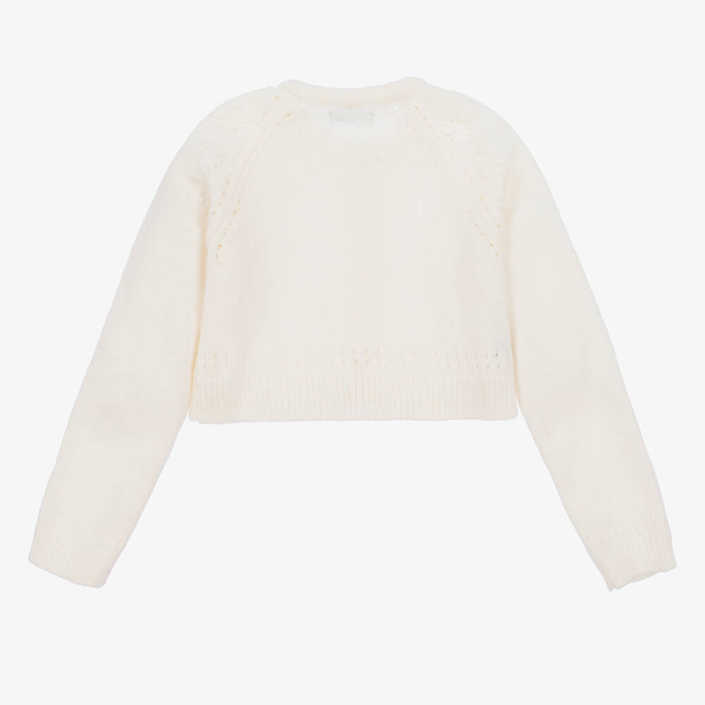 Mayoral - Girls Ivory Cropped Knitted Cardigan | Childrensalon Outlet