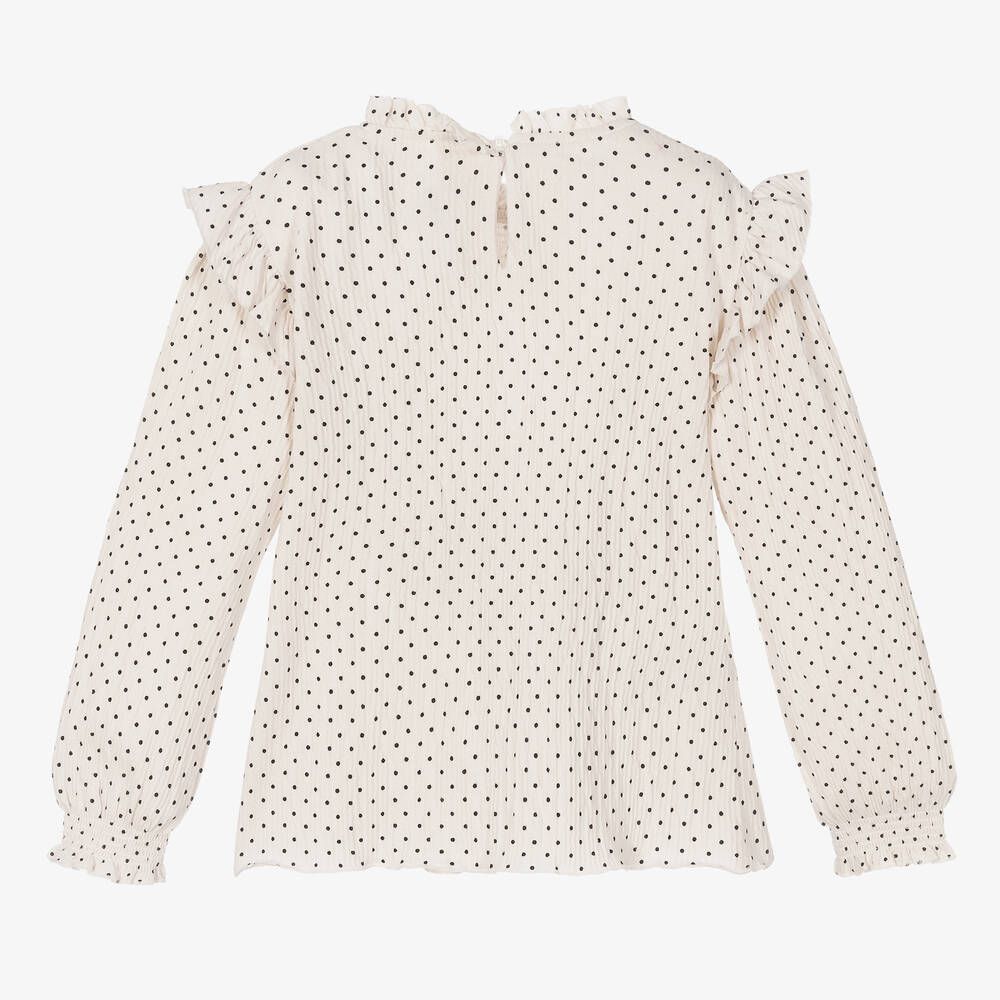 Mayoral - Girls Ivory Ribbed Cotton Top | Childrensalon Outlet